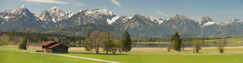 Panorama Scene in Bavaria with Alps Mountains Stock Photo - Image of ...