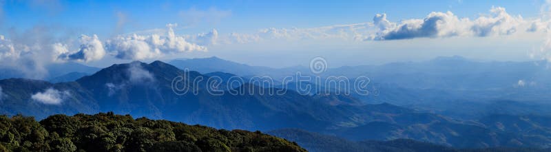 Panorama Scenery and Bright Sky with Cloud Over High Mountain Stock ...