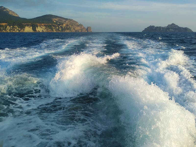 Panorama of Sea Coasts between the Splashes of Sea Water Stock Image ...