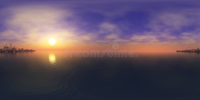 Panorama Sunset. Environment Map. HDRI Stock Illustration ...