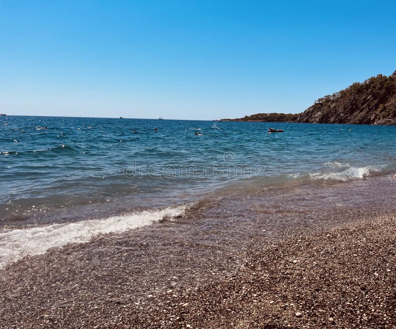 Panorama, Sea View with Inner Tube Placed at the Beach Stock Photo ...