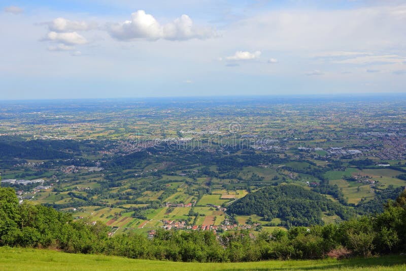 Panorama Seen from Above of the Vast Plain with Woods Meadows ...