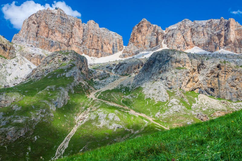 Panorama of Sella Mountain Range from Sella Pass, Dolomites, Italy ...