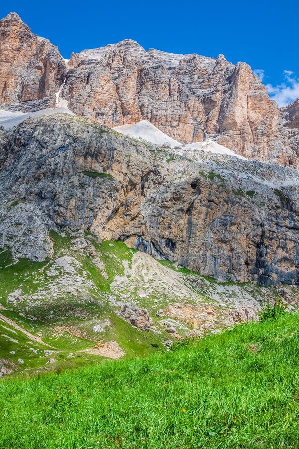 Panorama of Sella Mountain Range from Sella Pass, Dolomites, Italy ...