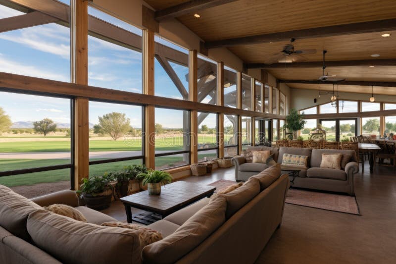 Panorama Shot of a Ranch with Oversized Windows Stock Illustration ...