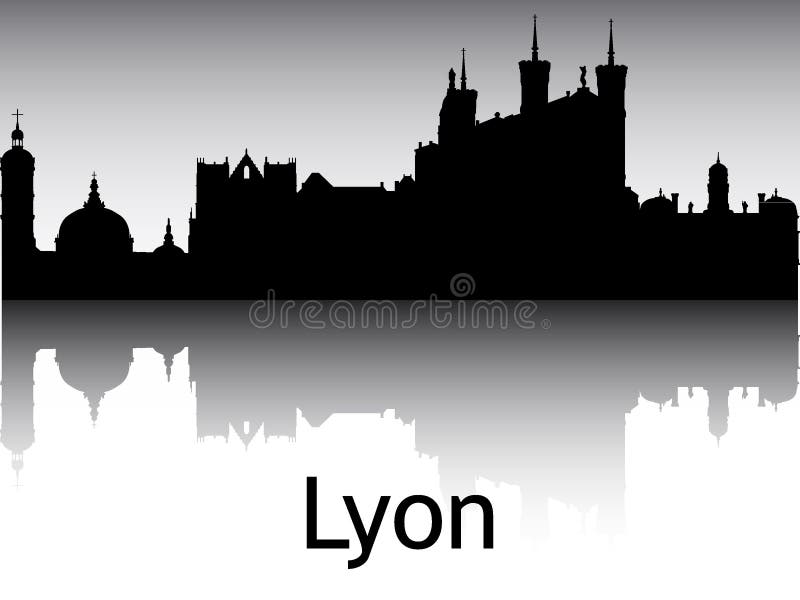 Panorama Silhouette Skyline Lyon Frankreich Vektor Abbildung ...