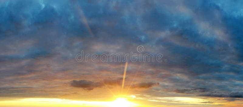 Panorama Sky. Beautiful Cloud in the Sunrise Sky Background Stock Photo ...