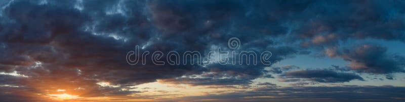 Panorama Sky. Beautiful Cloud in the Sunrise Sky Background Stock Photo ...
