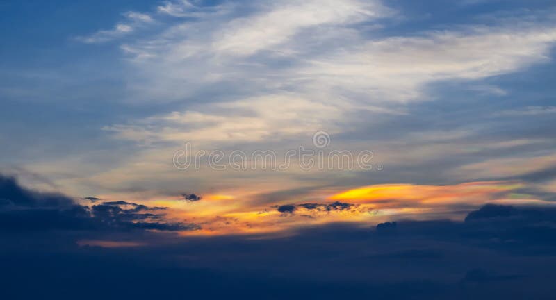 Panorama of the Sky with Clouds at Sunset with Multicolored Halo Stock ...