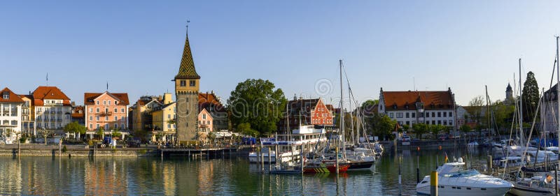 Panorama of the Small Town in the Morning Light Stock Image - Image of ...