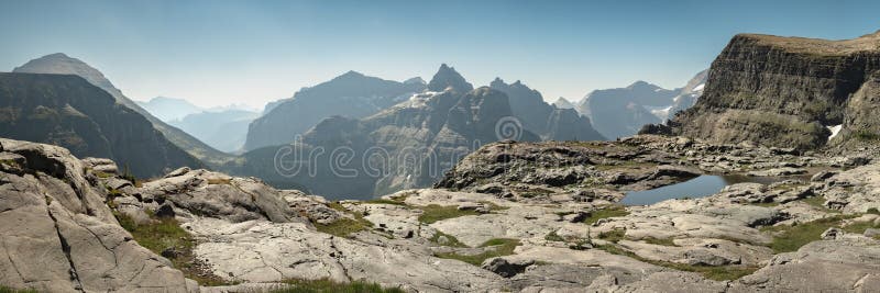 Panorama of the Smooth Rocks of Boulder Pass in Glacier Stock Photo ...