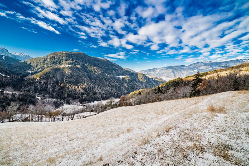 Snowy alpine valley stock image. Image of snowbound, background - 80794987