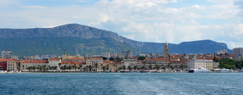 Panorama of Split Seafront Taken from Ocean Stock Image - Image of ...