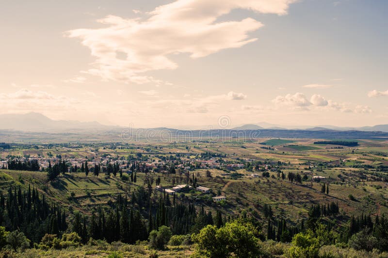 Panorama of the Suburbs of the Greek City of Athens at Sunset Stock ...