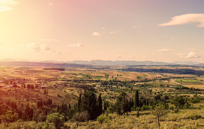 Panorama of the Suburbs of the Greek City of Athens at Sunset Stock ...