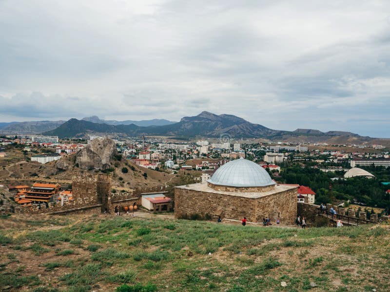 Panorama of Sudak in Crimea on Black Sea Stock Image - Image of ...