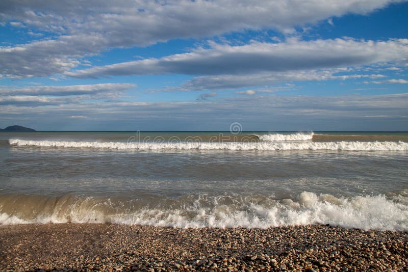 Panorama of Sunset on Beach with Water Reflection Stock Image - Image ...