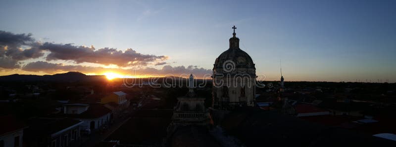 Panorama Sunset View from Iglesia La Merced Stock Image - Image of ...