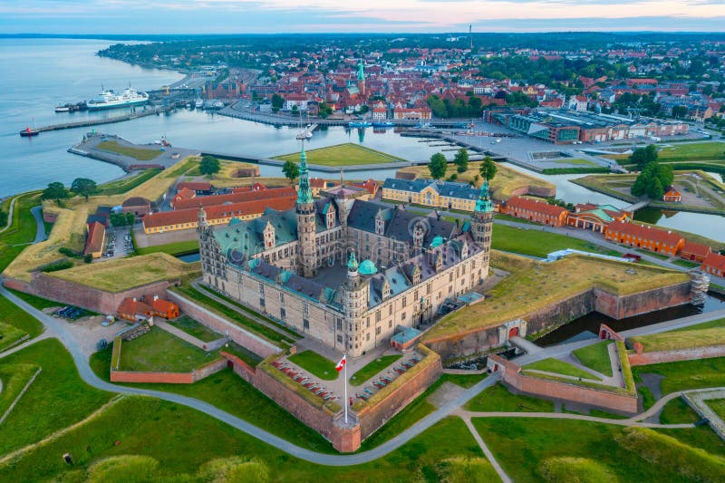 Panorama Sunset View of the Kronborg Castle at Helsingor, Denmar ...