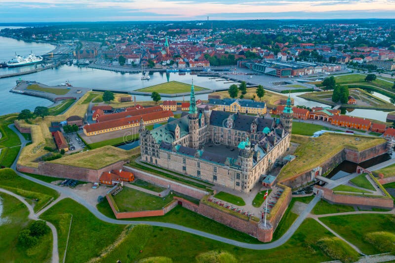 Panorama Sunset View of the Kronborg Castle at Helsingor, Denmar ...