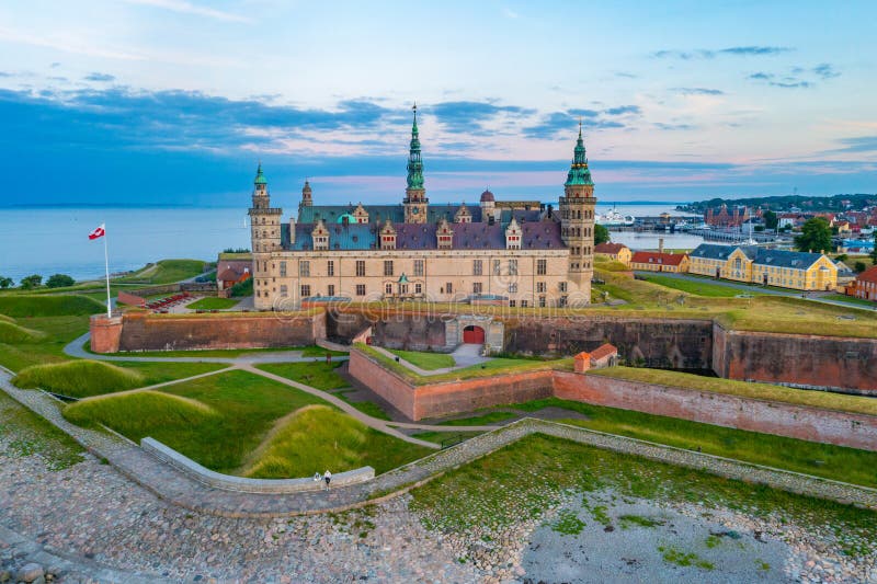 Panorama Sunset View of the Kronborg Castle at Helsingor, Denmar ...