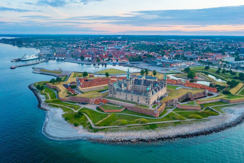 Panorama Sunset View of the Kronborg Castle at Helsingor, Denmar ...