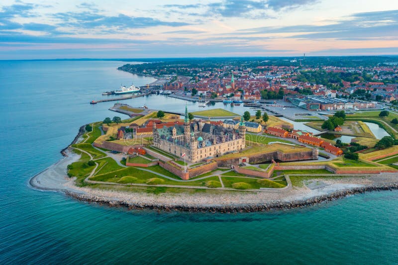 Panorama Sunset View of the Kronborg Castle at Helsingor, Denmar ...
