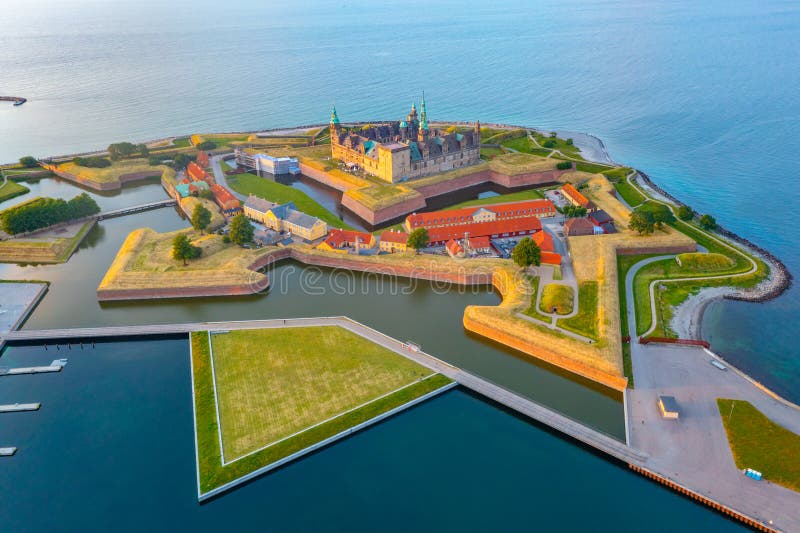Panorama Sunset View of the Kronborg Castle at Helsingor, Denmar ...