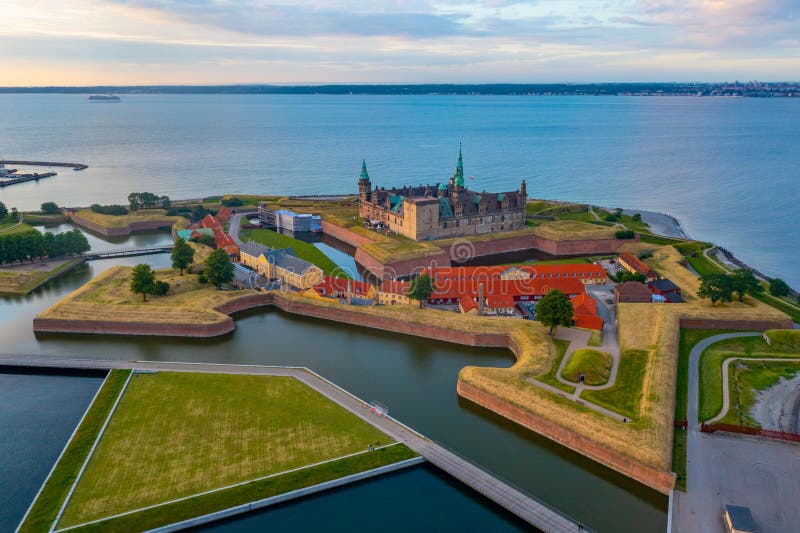 Panorama Sunset View of the Kronborg Castle at Helsingor, Denmar ...