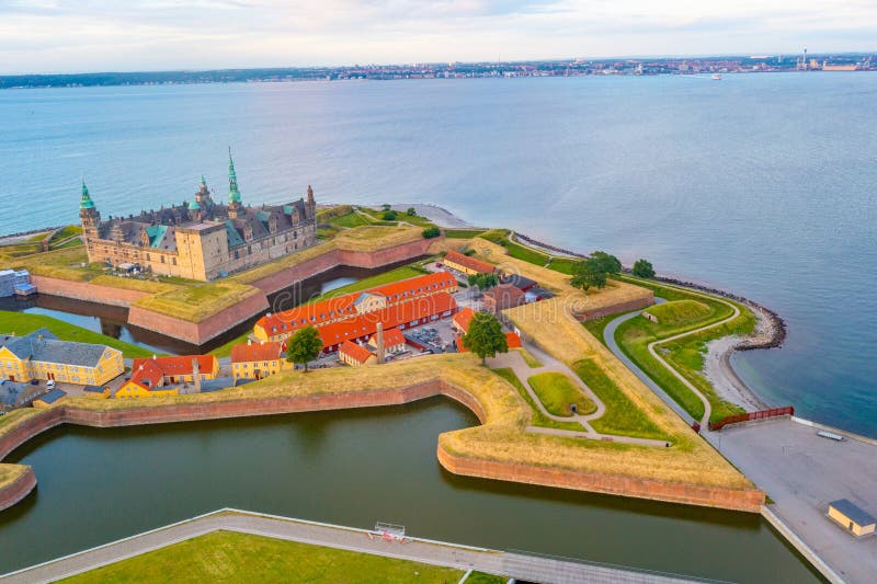 Panorama Sunset View of the Kronborg Castle at Helsingor, Denmar ...