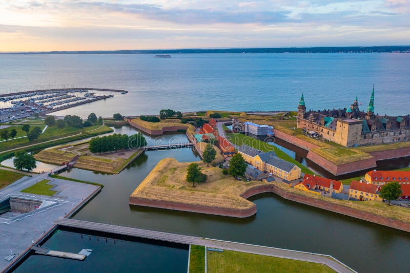 Panorama Sunset View of the Kronborg Castle at Helsingor, Denmar ...