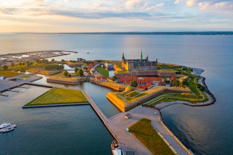 Panorama Sunset View of the Kronborg Castle at Helsingor, Denmar ...