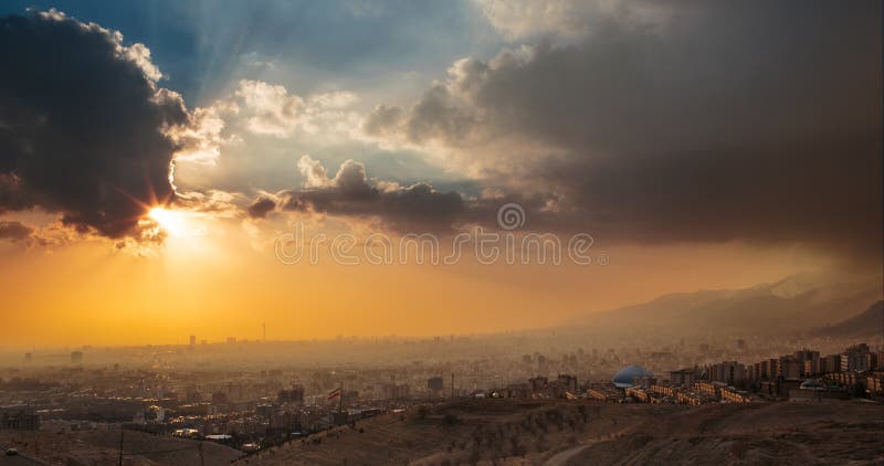 Panorama Sunset View of Tehran City the Capital of Iran with Dramatic ...