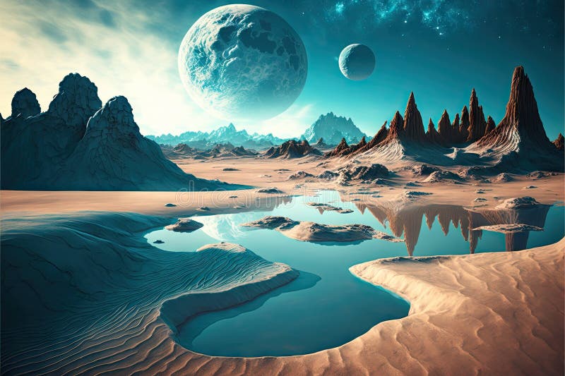 Panorama of Surface of Another Planet, Alien Home Stock Illustration ...
