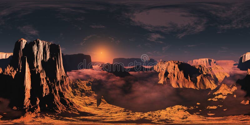 Beautiful alien landscape stock illustration. Illustration of global ...