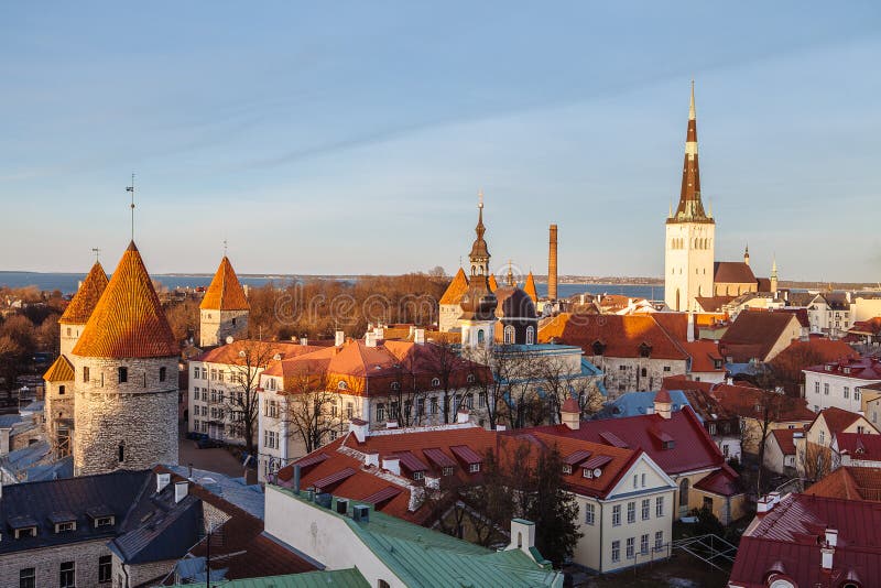 Winter Night Aerial Scenery Of Tallinn, Estonia Stock Image - Image of ...