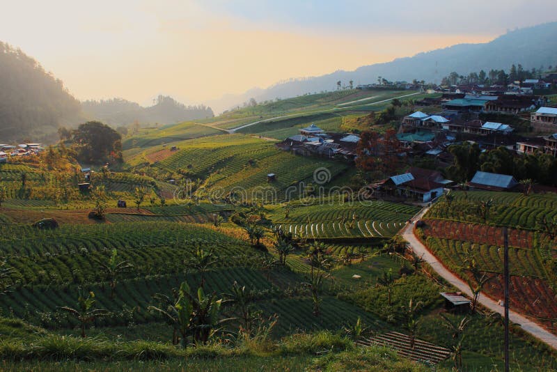 Panorama Tawangmangu Hills, West Java, Indonesia Stock Image - Image of ...