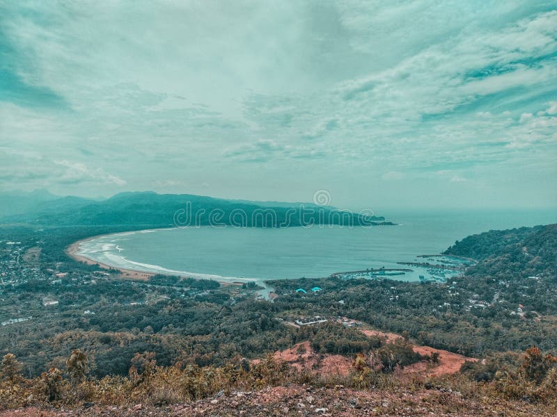 Panorama of Teleng Beach, Pacitan, East Java, Seen from the Top of the ...