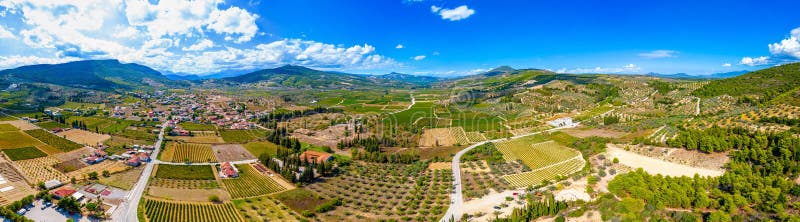 Panorama of Temple of Zeus at Ancient Nemea Complex in Greece Stock ...