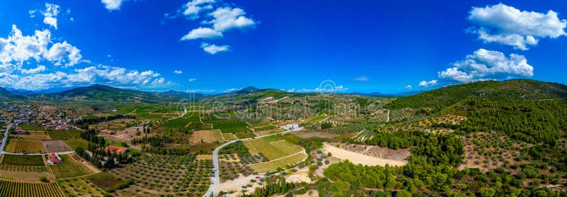 Panorama of Temple of Zeus at Ancient Nemea Complex in Greece Stock ...
