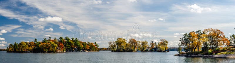 Panorama of Three Islands in the Fall Stock Photo - Image of green ...
