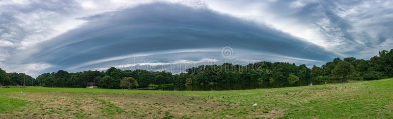 Panorama of a Thunderstorm Shelfcloud Over a Nature Area Stock Image ...