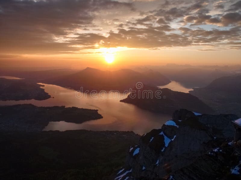 Panorama from the Top in the Light of Dawn Stock Image - Image of mount ...