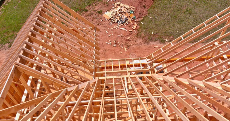 Panorama Viewed of Closeup New Stick Built Home Under Construction ...