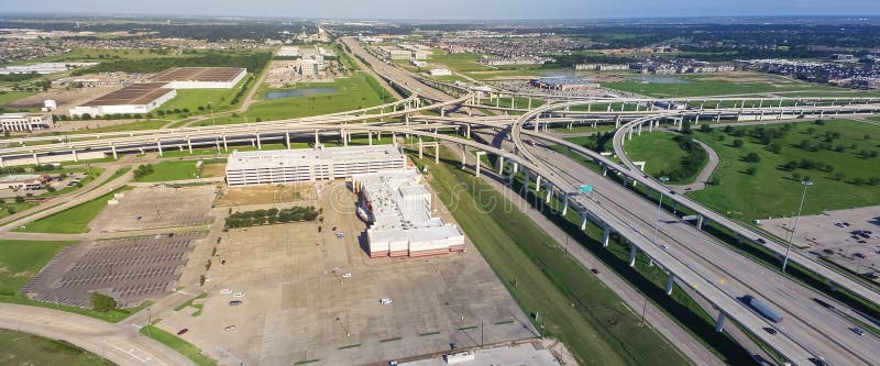 Panoramic Vertical View Katy Freeway Interstate 10 with Clear Bl Stock ...