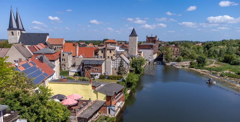Panorama of the Town Calbe in East Germany Stock Photo - Image of ...