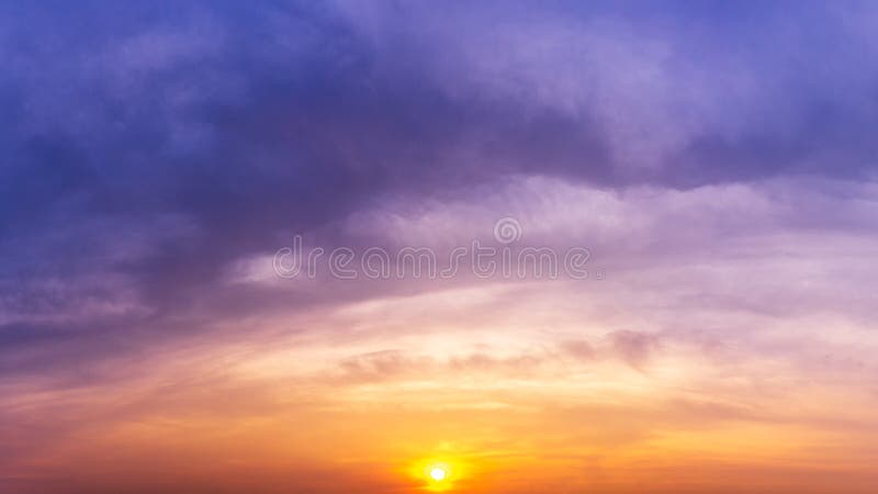 Panorama Twilight Sky and Sun Nature Background Stock Image - Image of ...