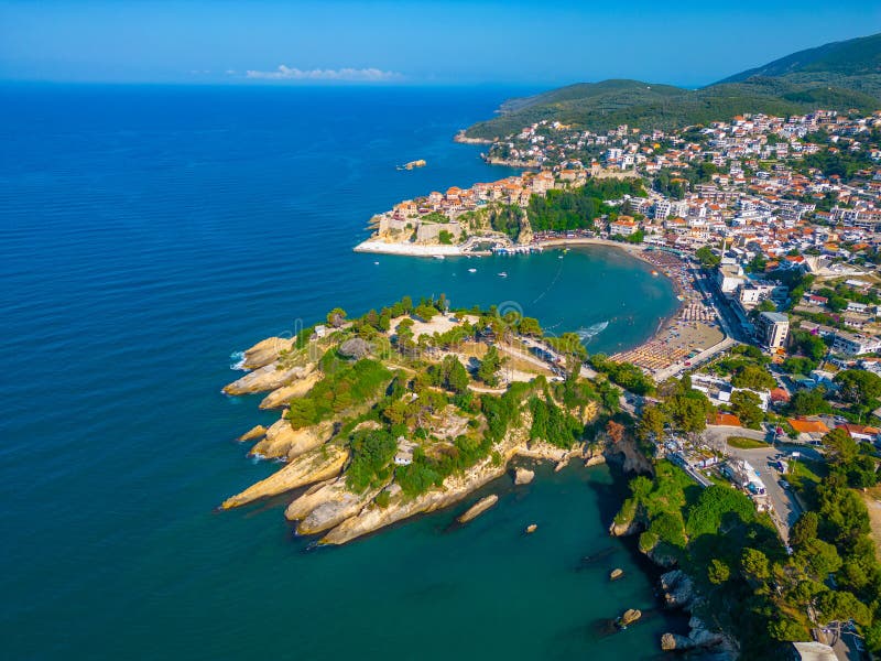Panorama of Ulcinj in Montenegro Stock Image - Image of port, town ...
