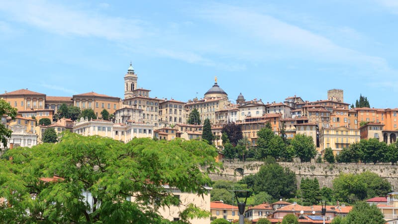 Panorama of Upper City Citta Alta in Bergamo Stock Photo - Image of ...