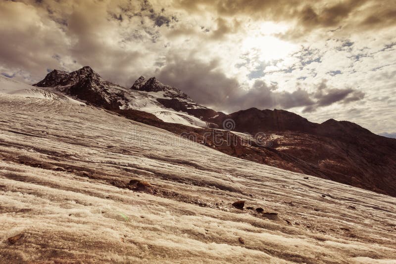 Panorama of Vallelunga Glacier Steep Surface Dominated by Snow-capped ...